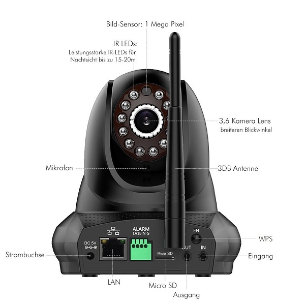 DB POWER IP Camera FI366 ++ HD ++ WLAN ++ Gegensprechanlage